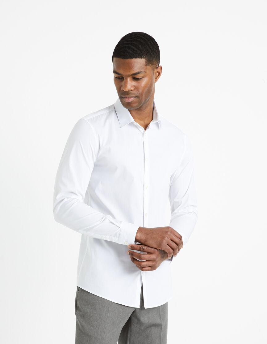 Camisa Extra Slim De Algodón Elástico Blanco Celio Be Normal
