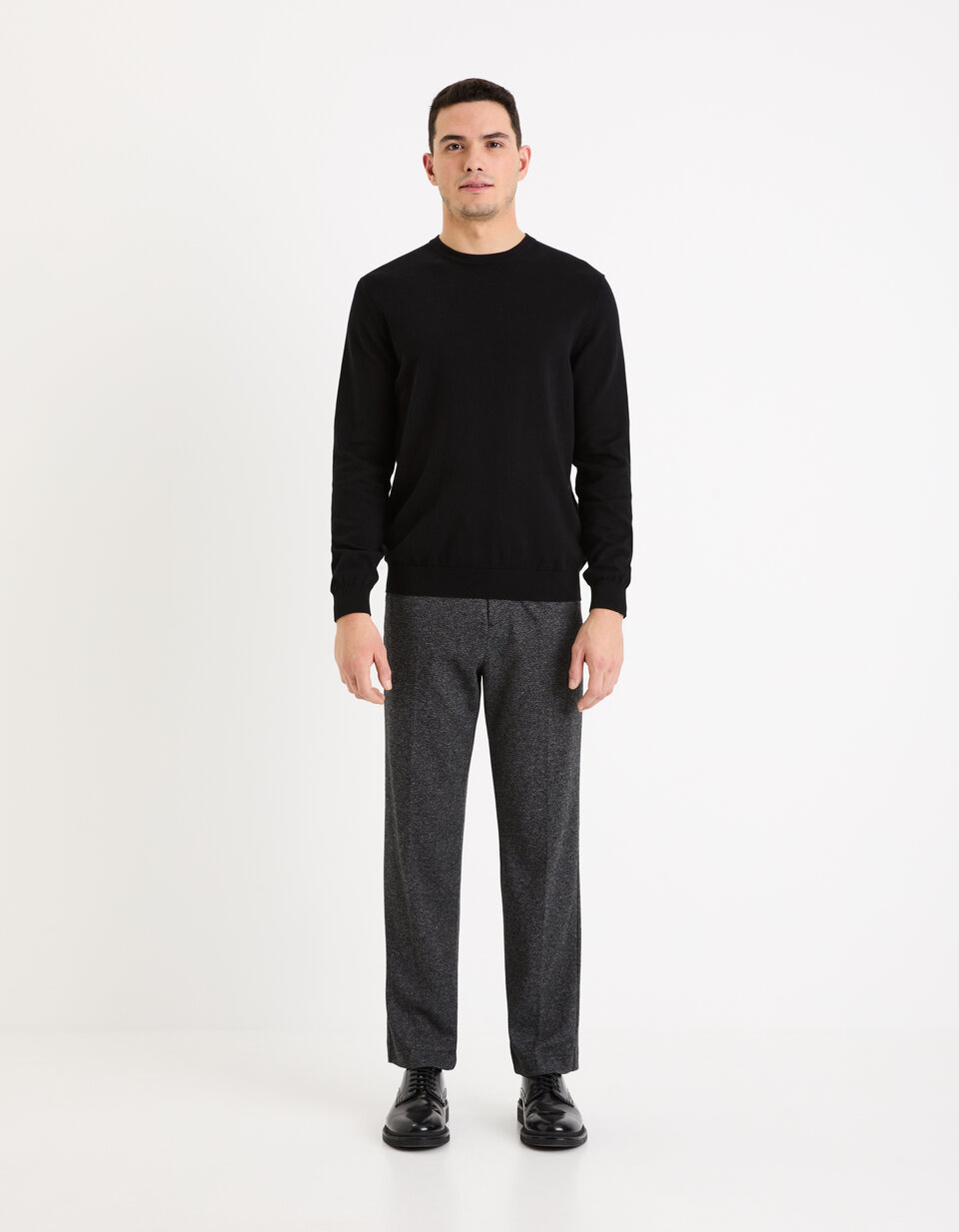 Pull col rond 100% coton - noir | celio be normal