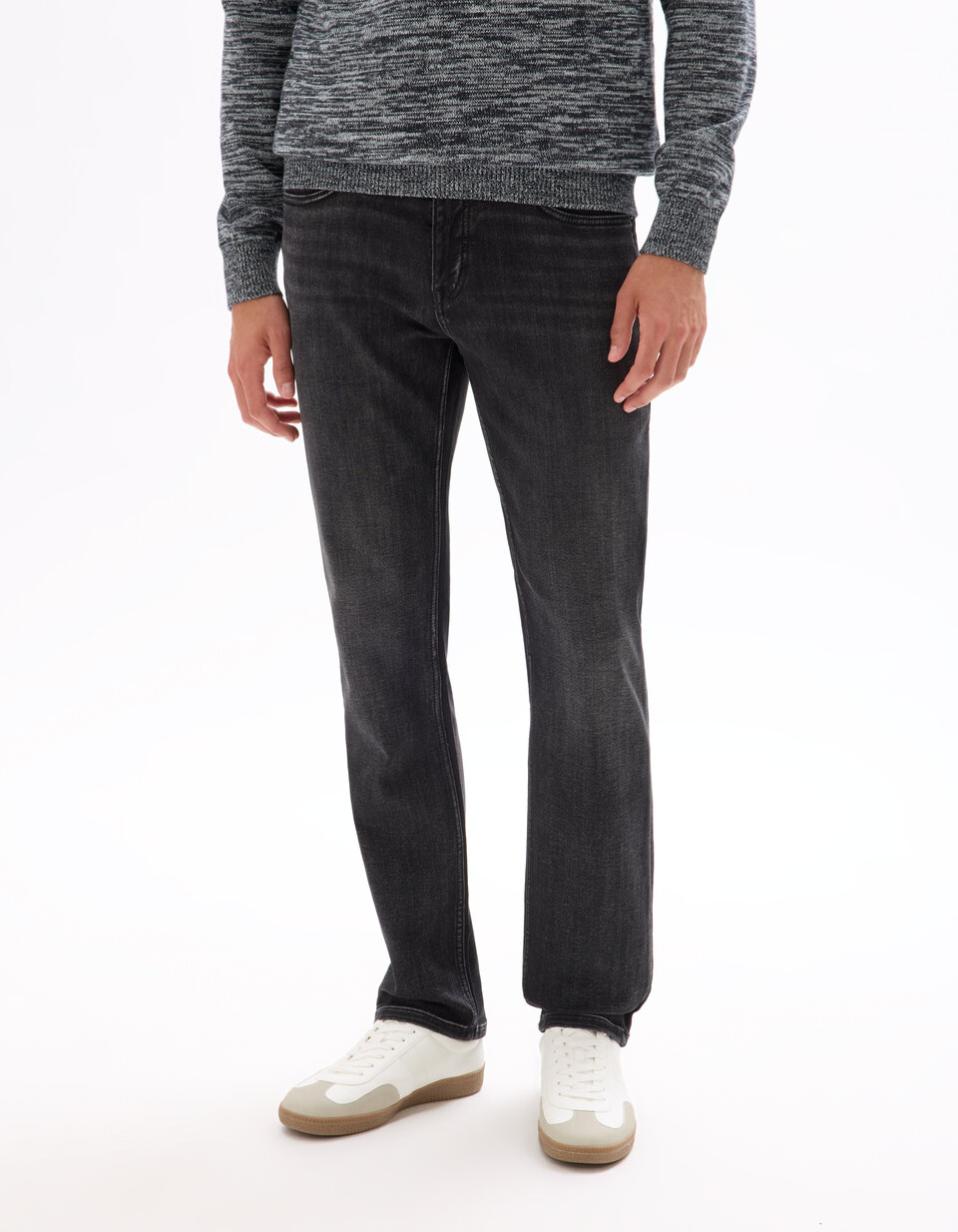 Jean C.35 straight stretch maille 3 longueurs - noir | celio be normal