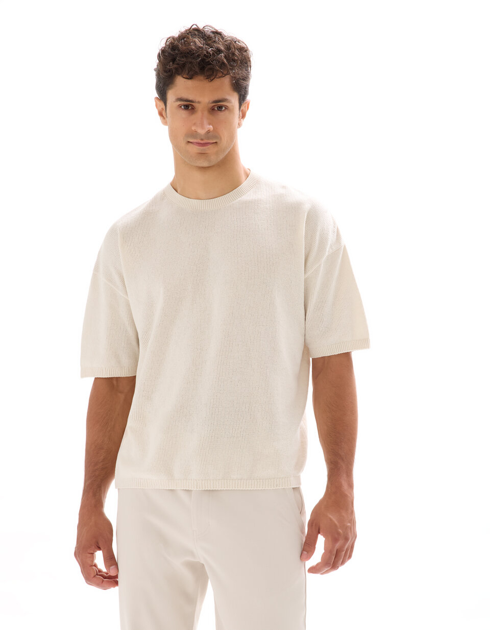 Boxy crew neck knit T-shirt - oak | celio be normal
