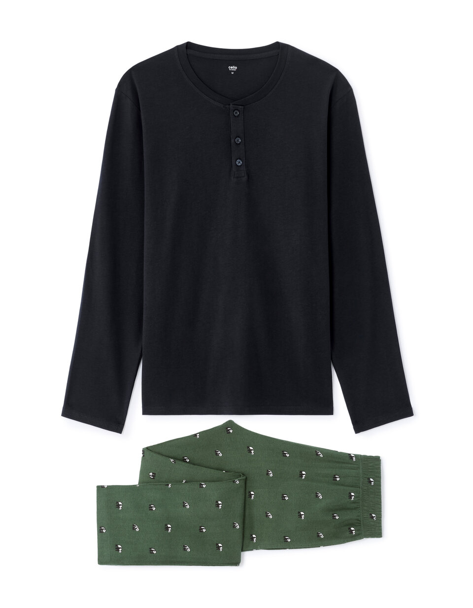 Pyjama haut et pantalon motif pandas - kaki | celio