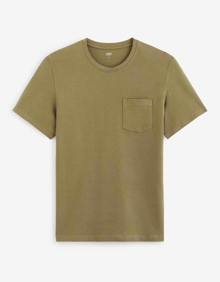 Camiseta De Algodón Con Cuello Redondo Caqui Celio Be Normal