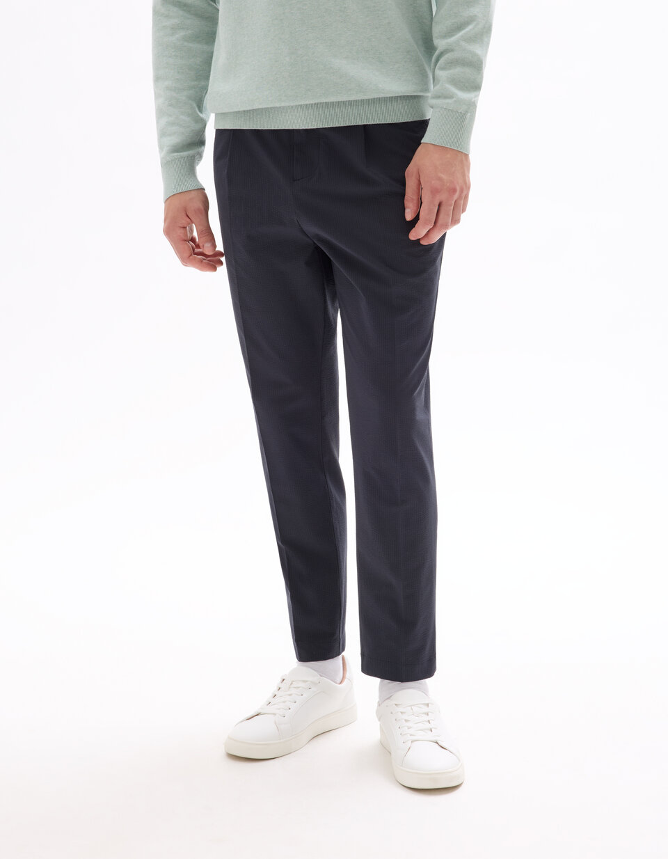 24H seersucker broek - marineblauw | celio be normal