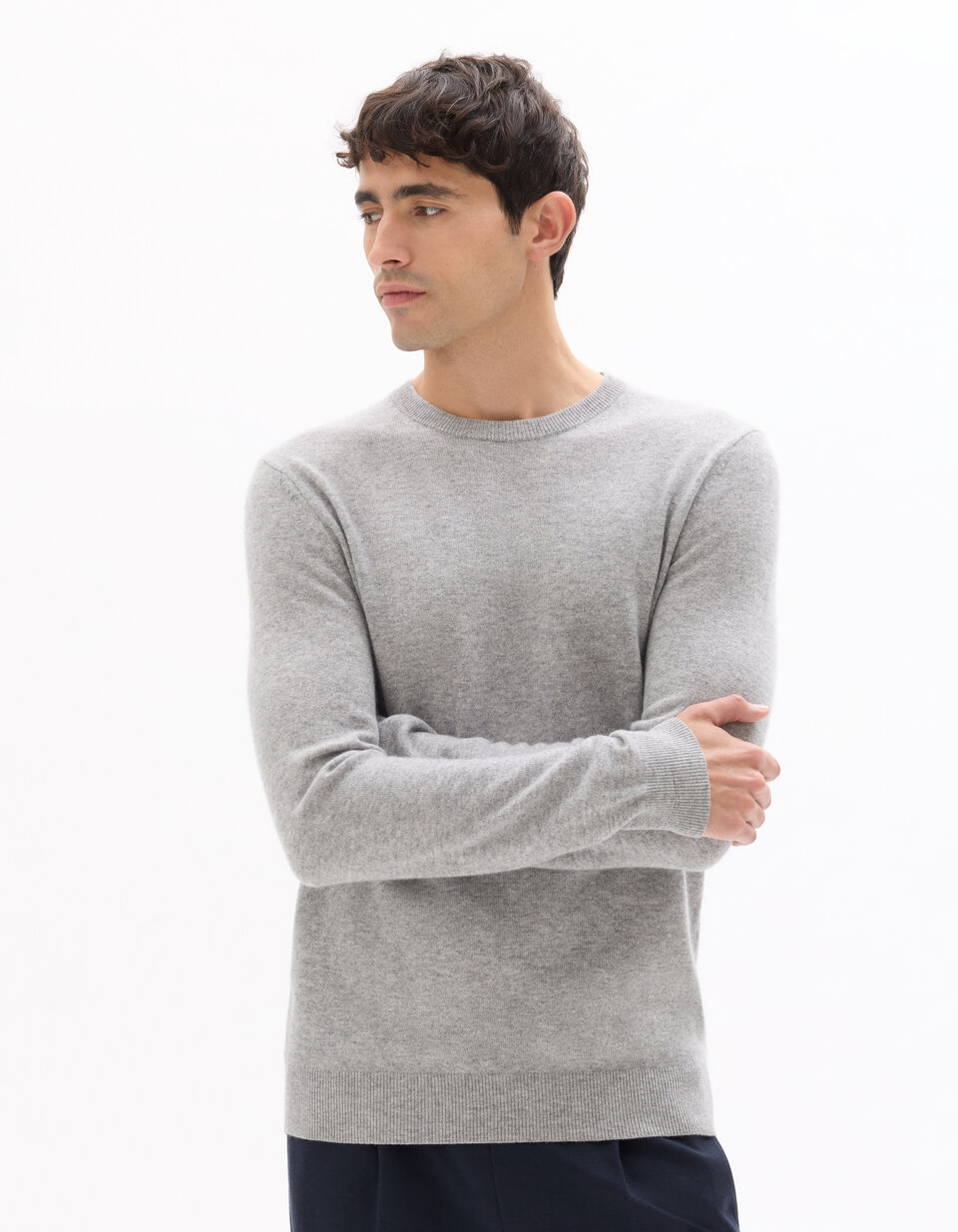 100% cashmere crew neck sweater - heather grey | celio be normal