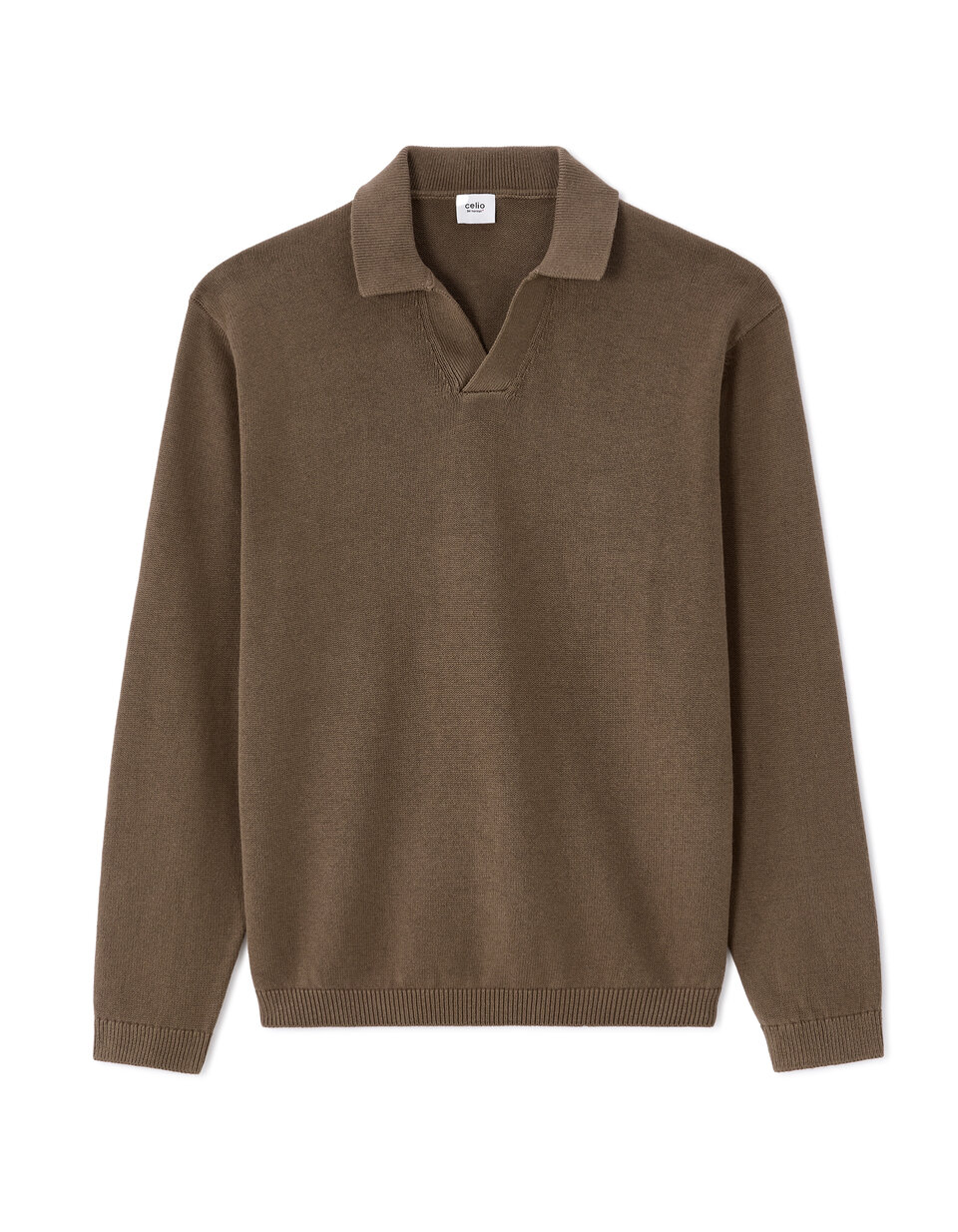 Pull oversize col V 100% coton - taupe | celio be normal