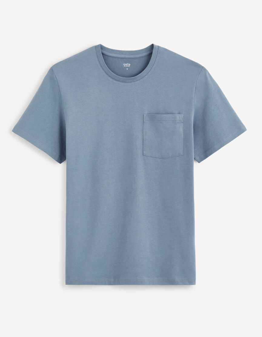 Camiseta De Algodón Con Cuello Redondo Azul Celio Be Normal