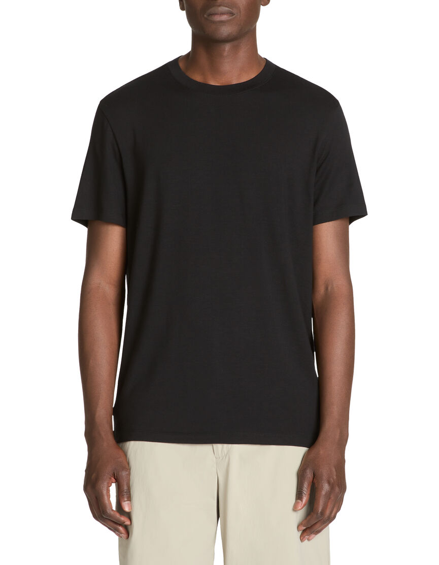 Camiseta De Cuello Redondo En Tencel Elástico Negro Celio Be Normal
