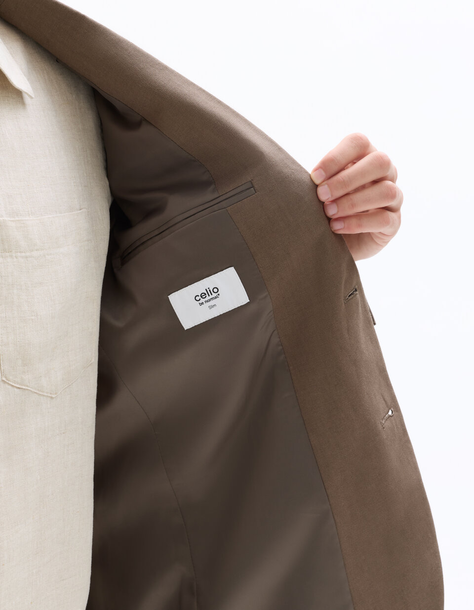 Veste de costume slim 100% lin - marron clair | celio