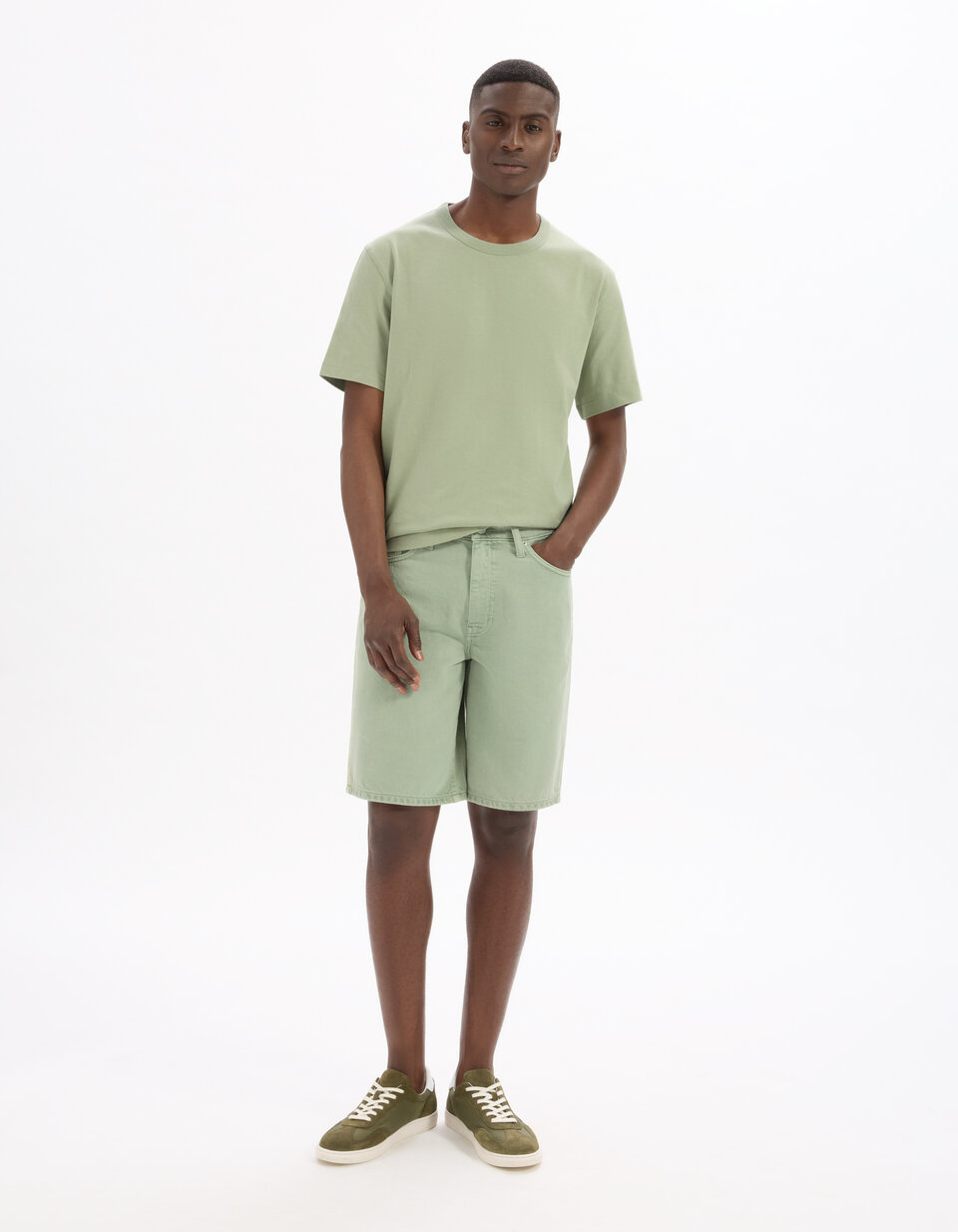 Bermuda en jean 100% coton - vert clair | celio be normal