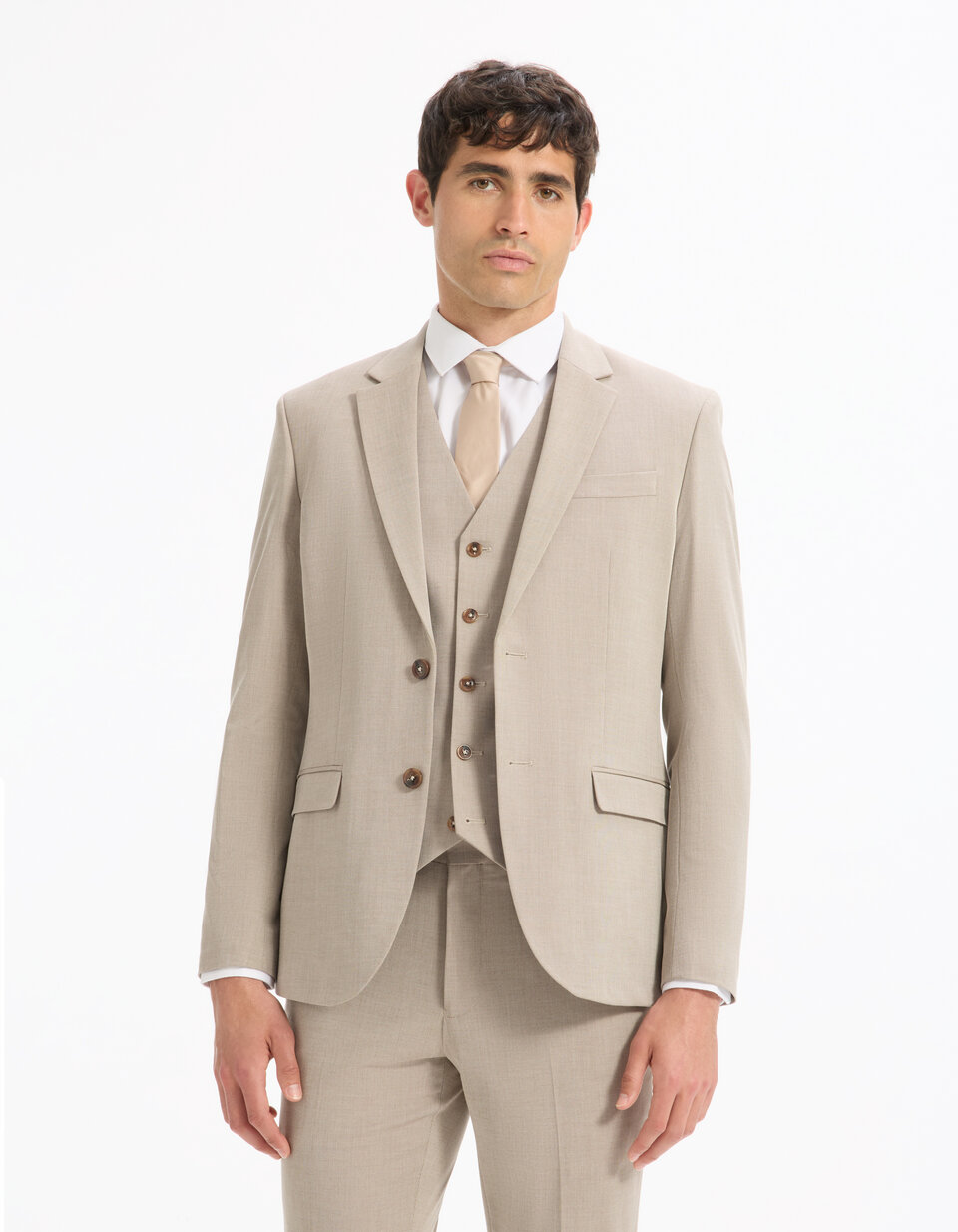 Blazer Slim Fit Elástico Bege - Fato Completo | celio be normal