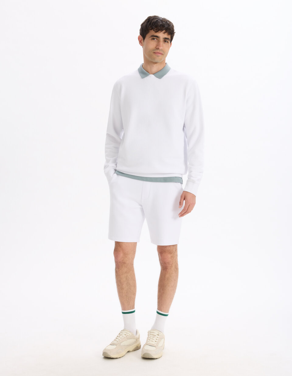 Sweat regular col rond 100% coton - blanc | celio be normal