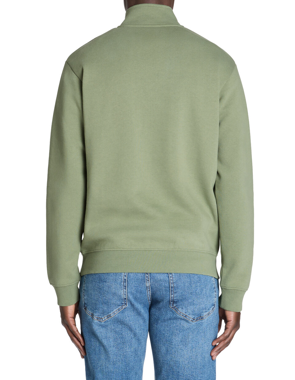 Sweat regular col zippé coton mélangé - vert | celio be normal