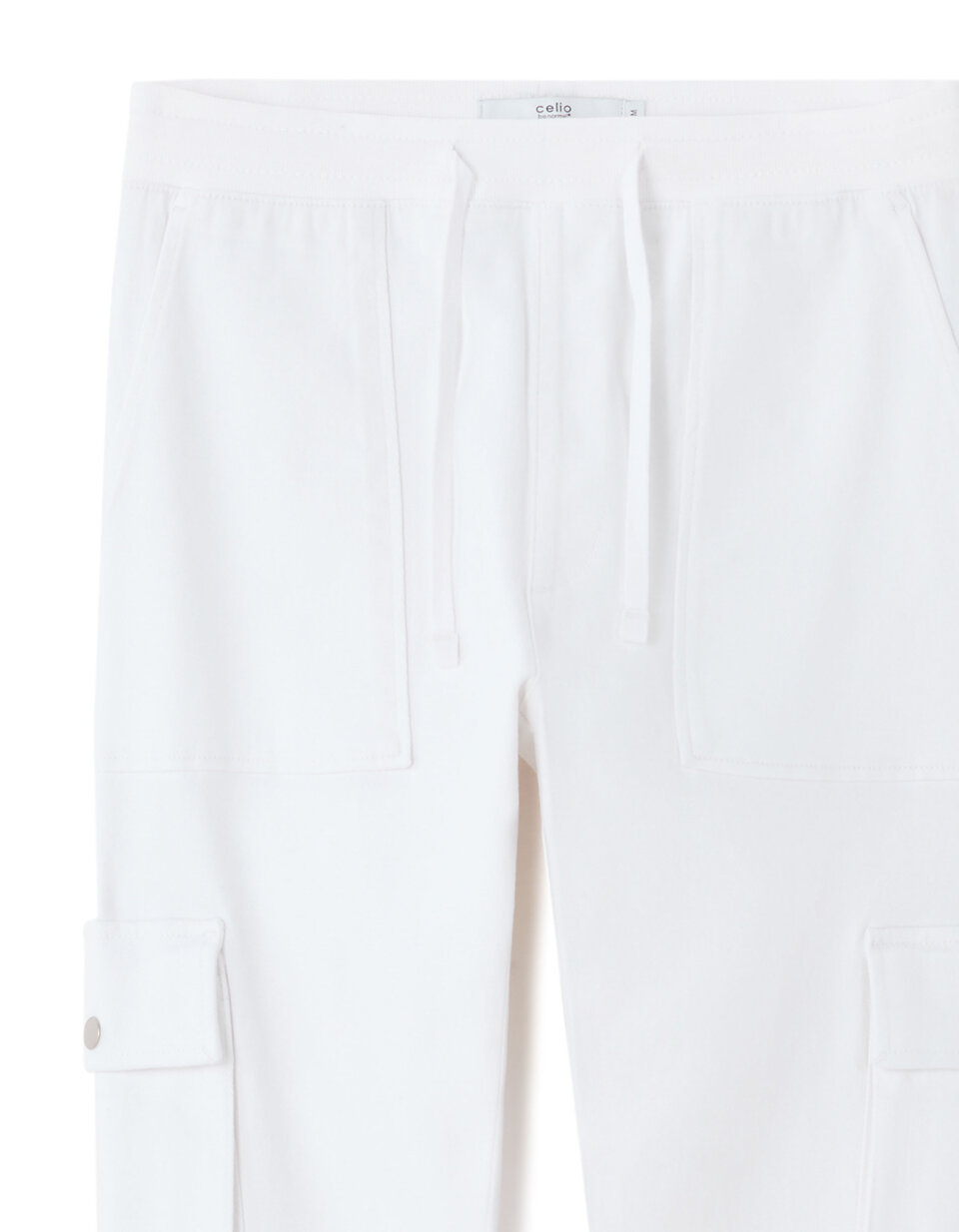Pantalon cargo straight coton stretch - blanc | celio