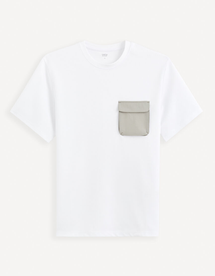 Camiseta cuadrada con cuello redondo y bolsillo - blanco | celio be normal Camiseta cuadrada con cuello redondo y bolsillo - blanco | celio be normal