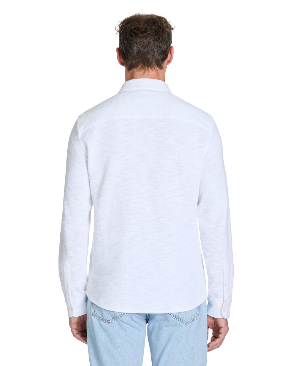 Camisa Regular De Algodón Mezclado Con Bouclette Blanco Celio Be Normal
