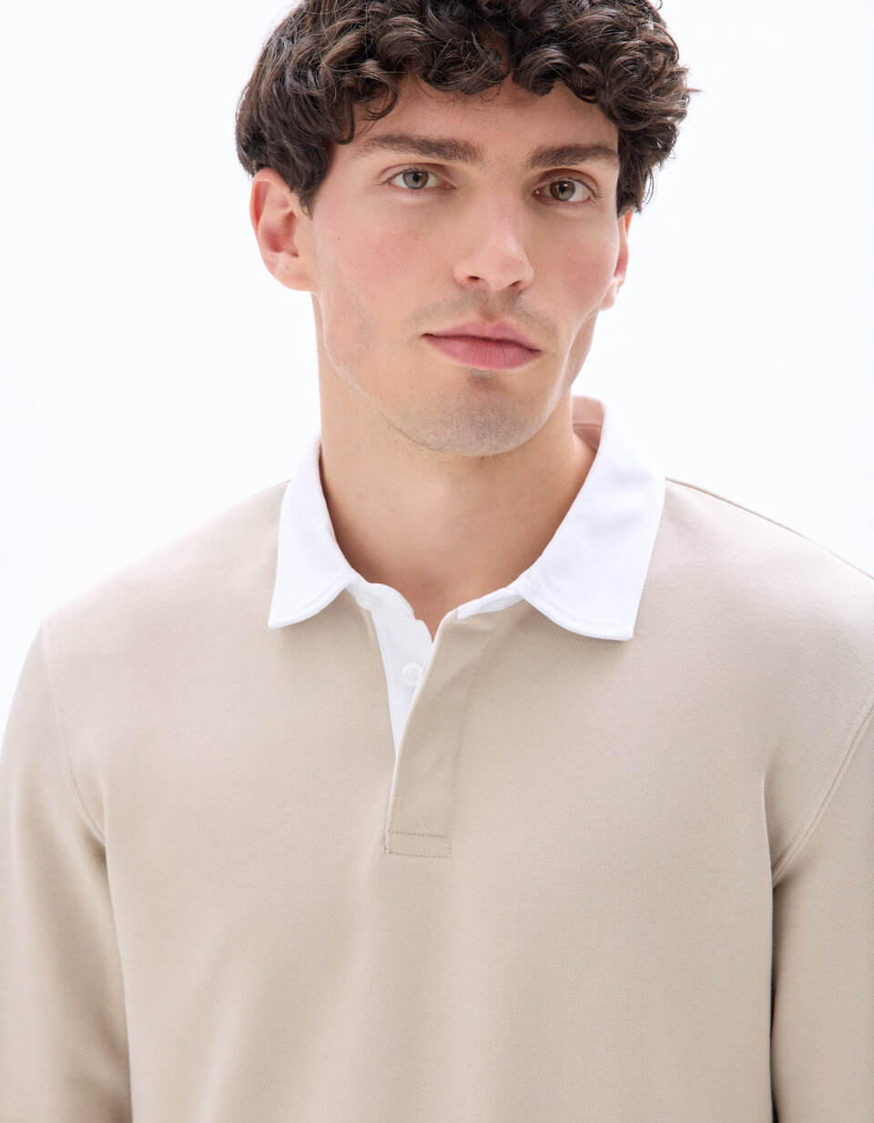 Regular plain long-sleeved polo shirt - beige | celio be normal