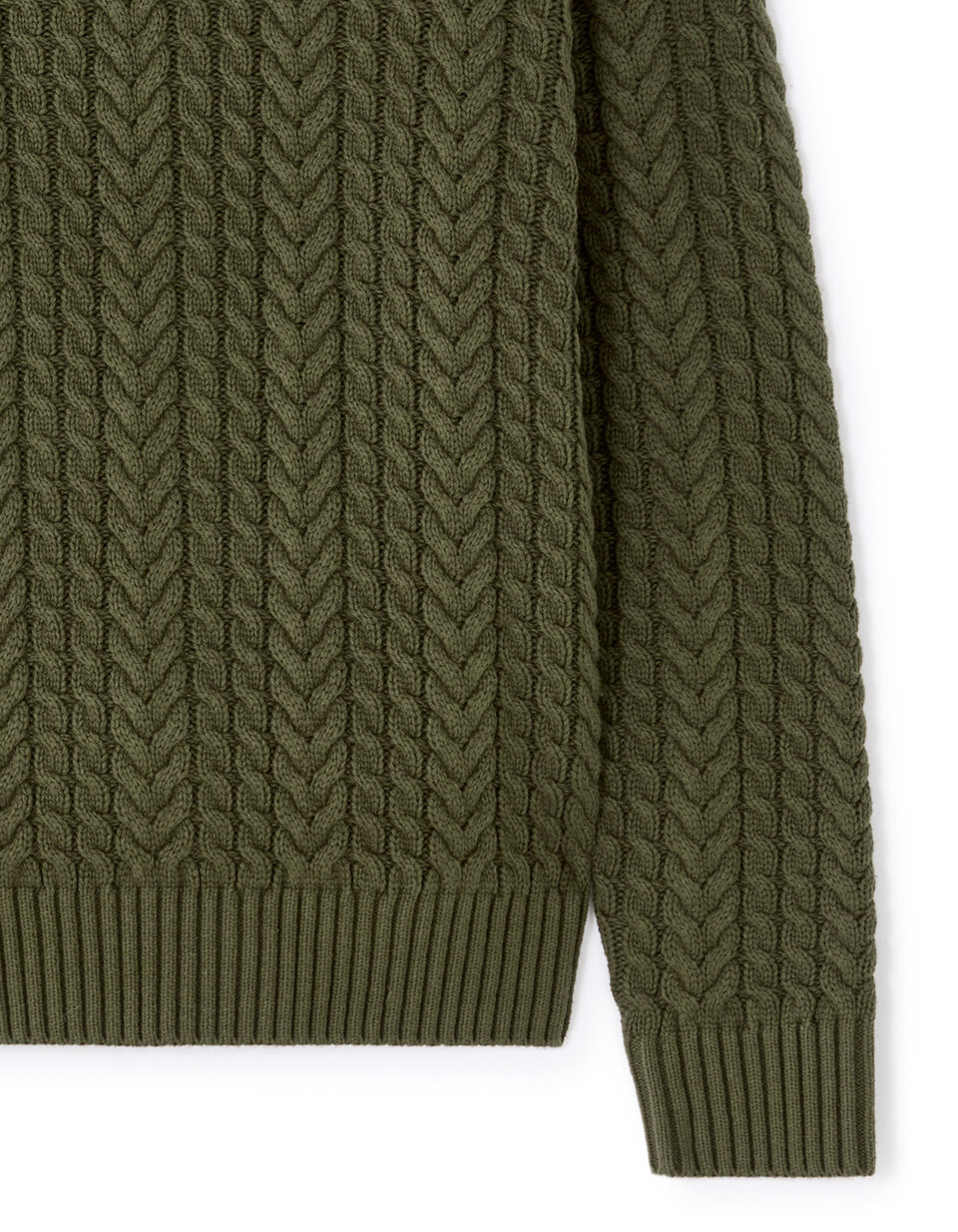 Pull torsadé col montant doublé sherpa - kaki | celio