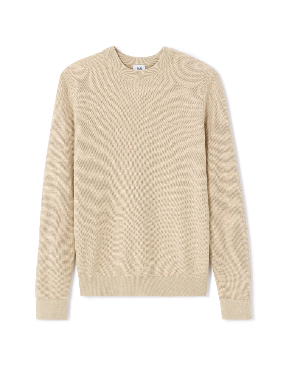 Pull col rond 100% coton - beige clair | celio be normal