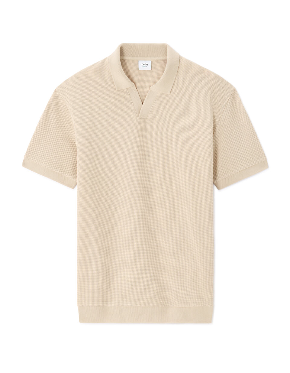 Polo regular en maille gaufré - beige | celio be normal