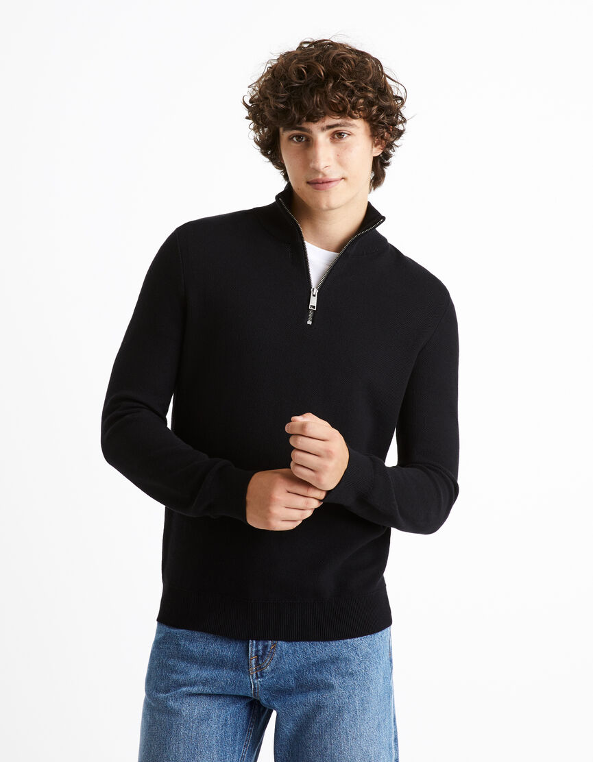 Pull col camionneur 100% coton - noir | celio be normal
