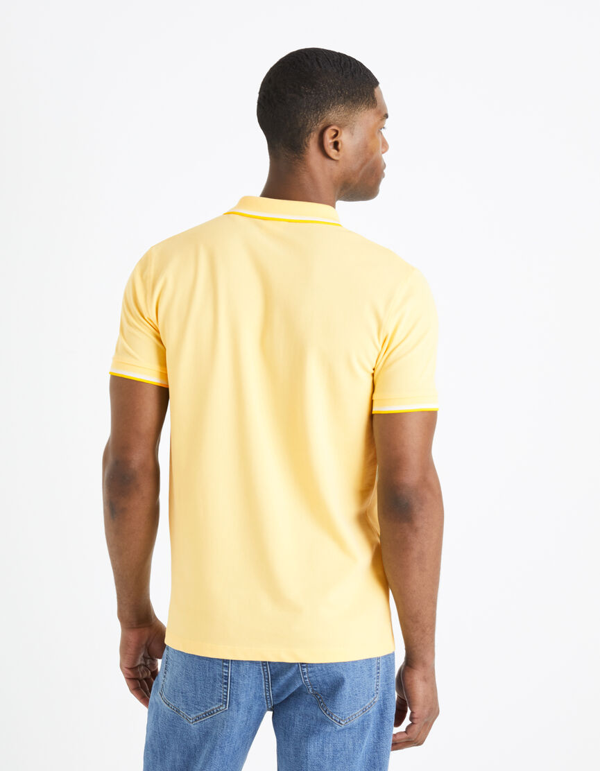 Polo piqué slim en coton stretch - jaune | celio be normal
