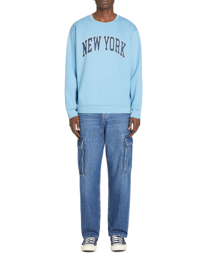 Sweater Met Ronde Hals In Gemengd Katoen Lichtblauw Celio Be Normal