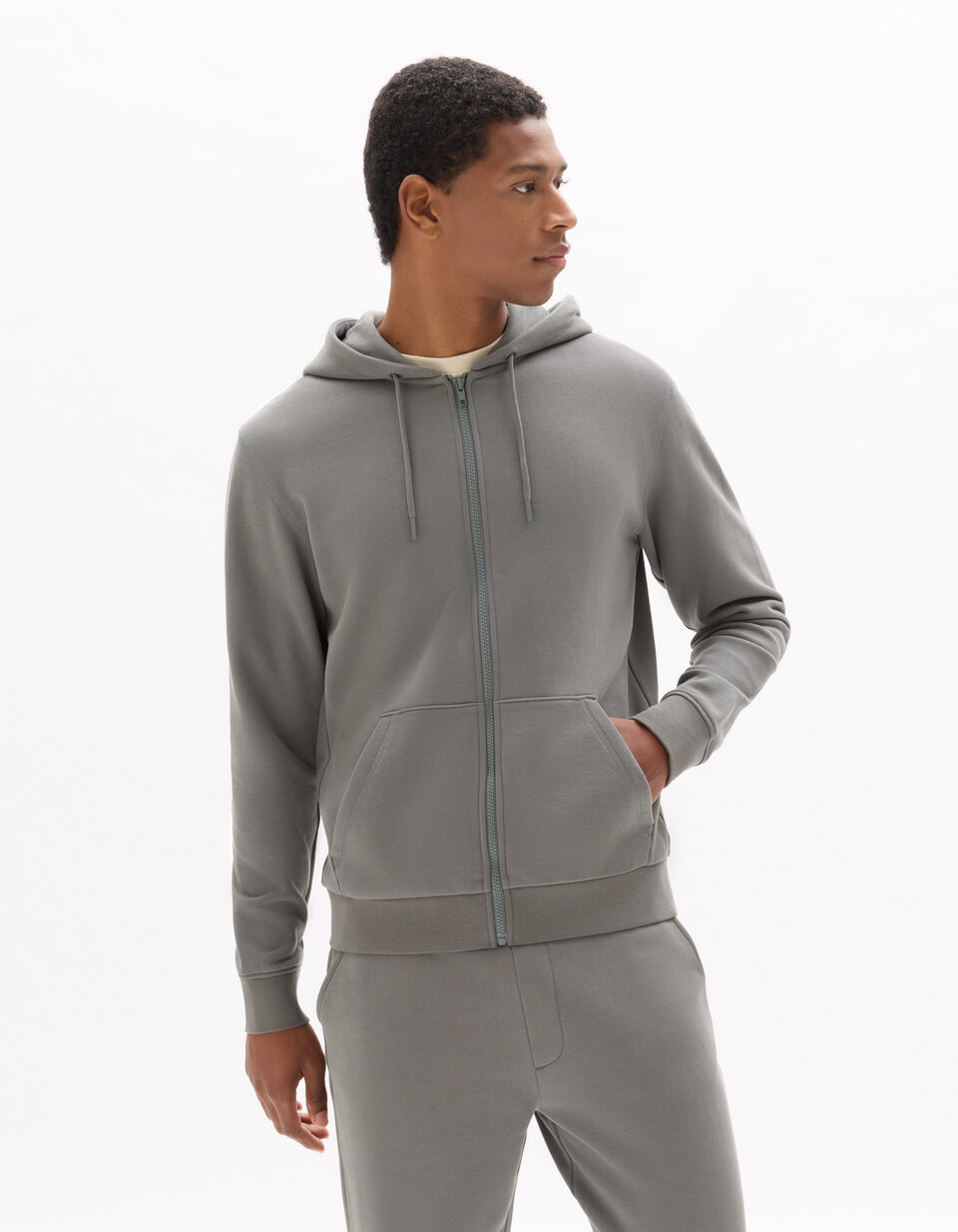 Sweat zippé à capuche 100% coton - gris moyen | celio
