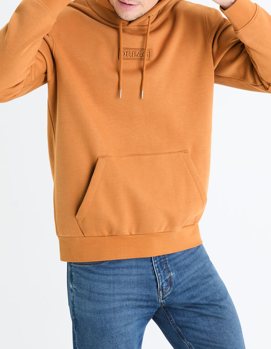 Sudadera Con Capucha De Algodón Mezclado Marrón Celio Be Normal