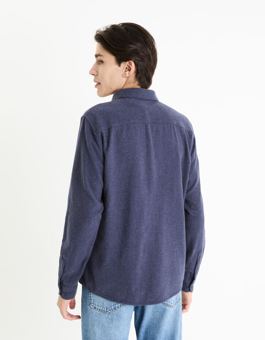 Camisa Regular 100 Algodón Azul Marino Celio Be Normal