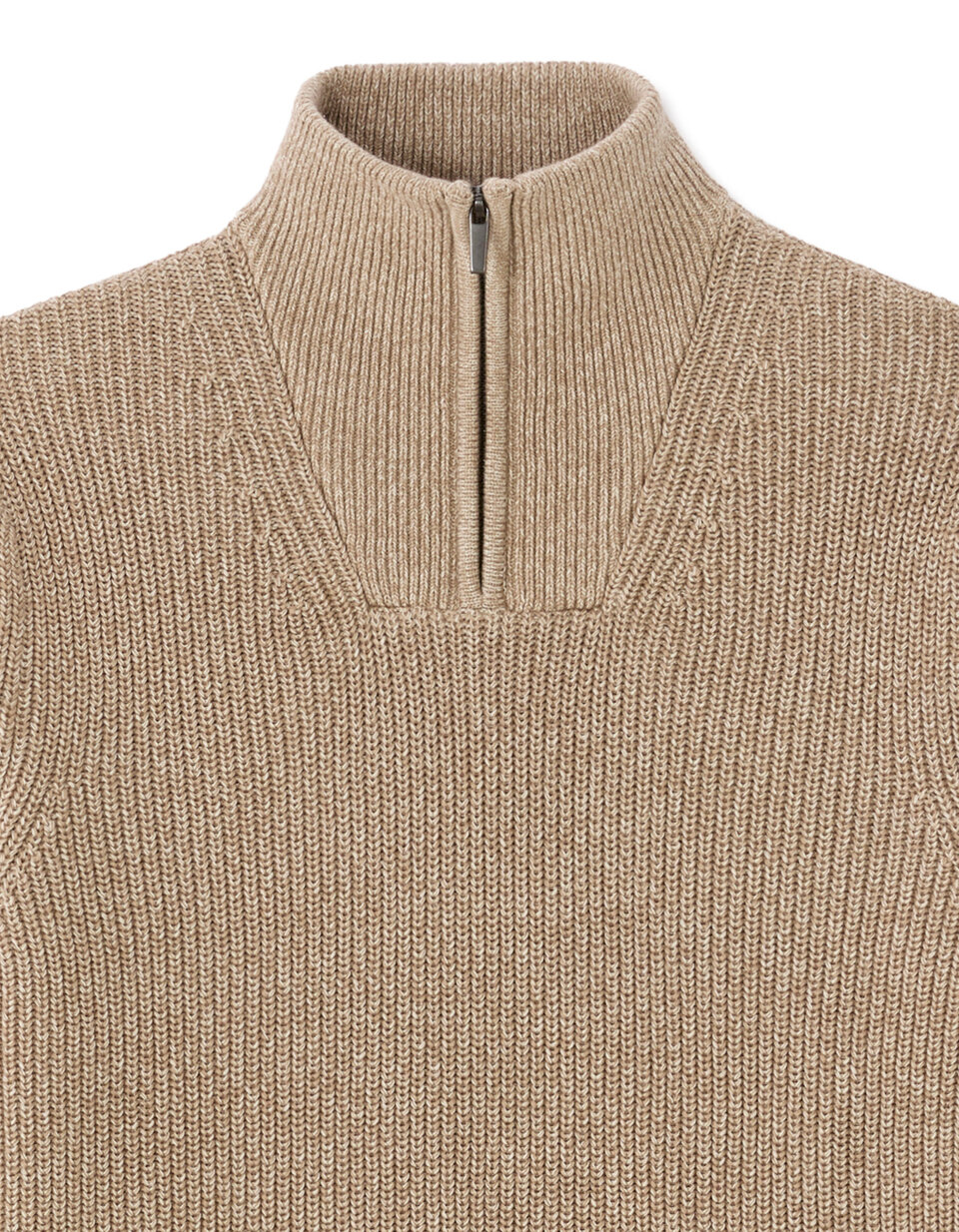 Regular zipped collar sweater 100% cotton - beige | celio be normal
