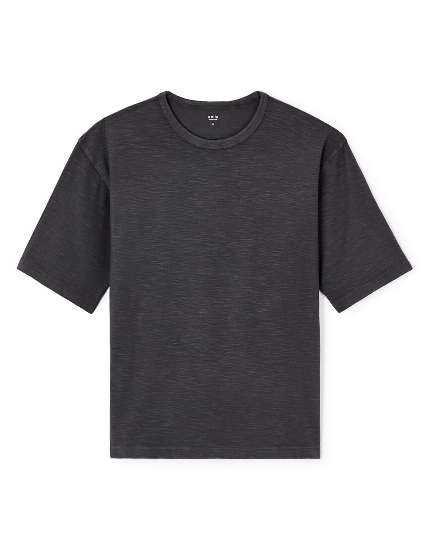 Camiseta Oversize De Cuello Redondo 100 Algod N Negra Celio Be Normal