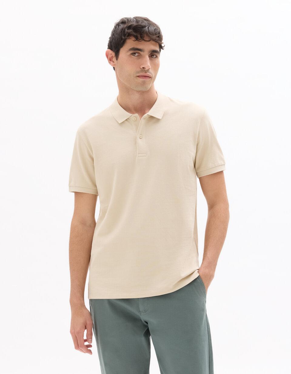 Polo piqué regular 100% coton - beige clair | celio be normal