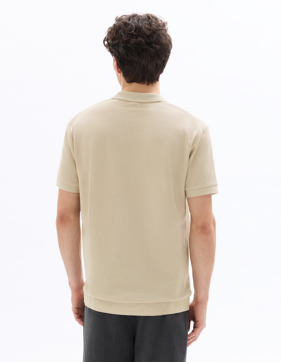 Polo regular en maille gaufré - beige | celio be normal
