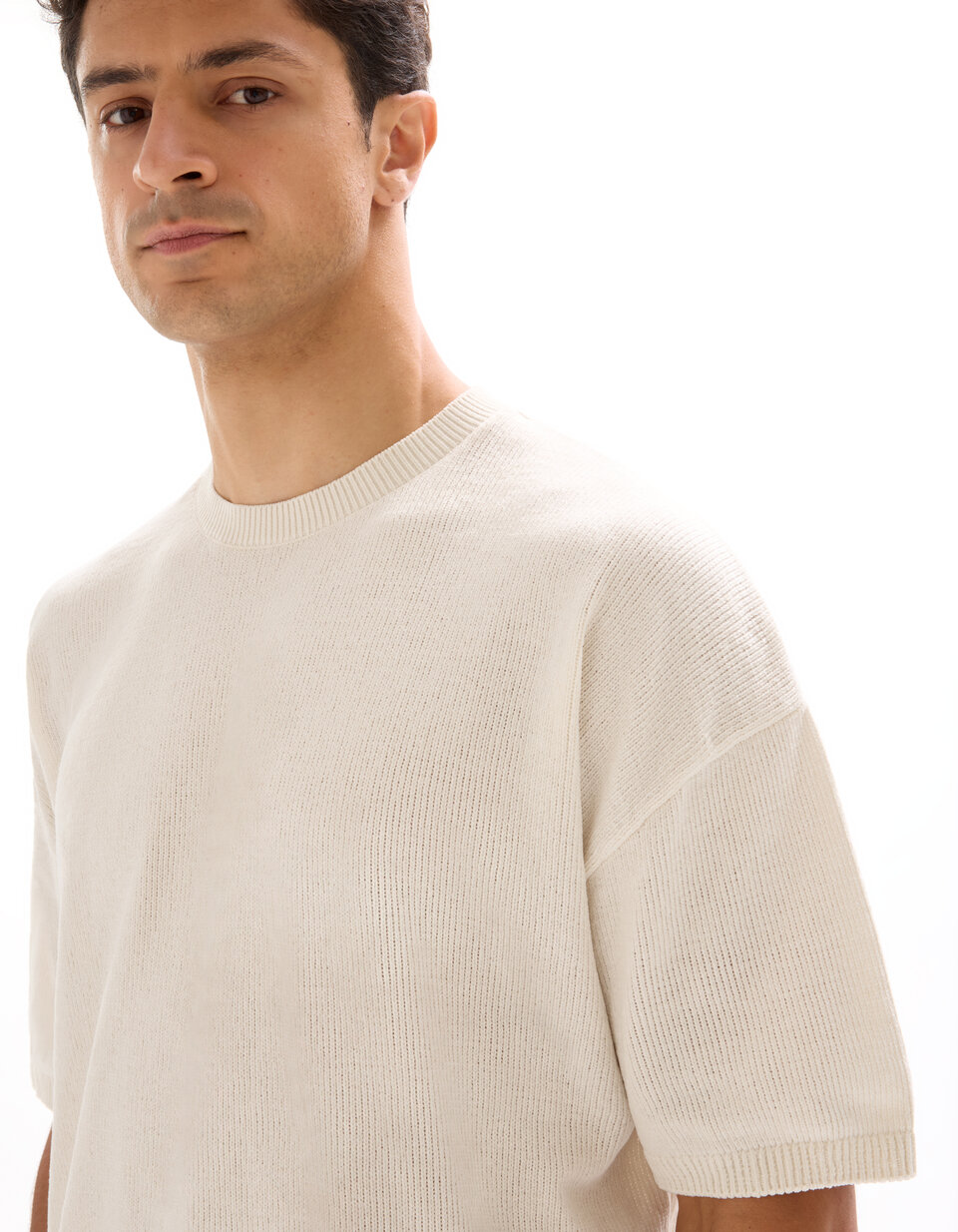 Boxy crew neck knit T-shirt - oak | celio be normal