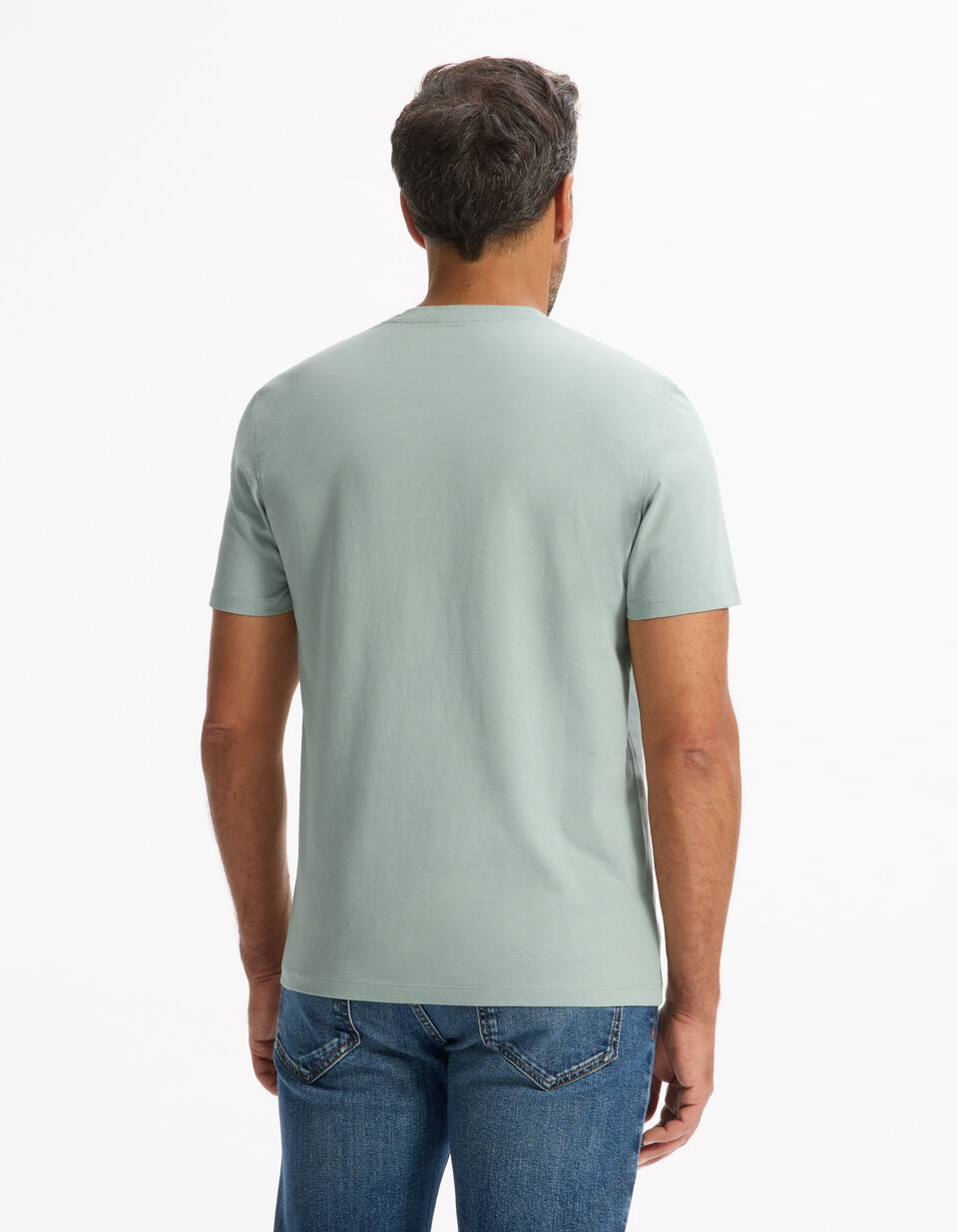 Light Green Regular Fit V-Neck 100% Cotton T-Shirt | celio be normal