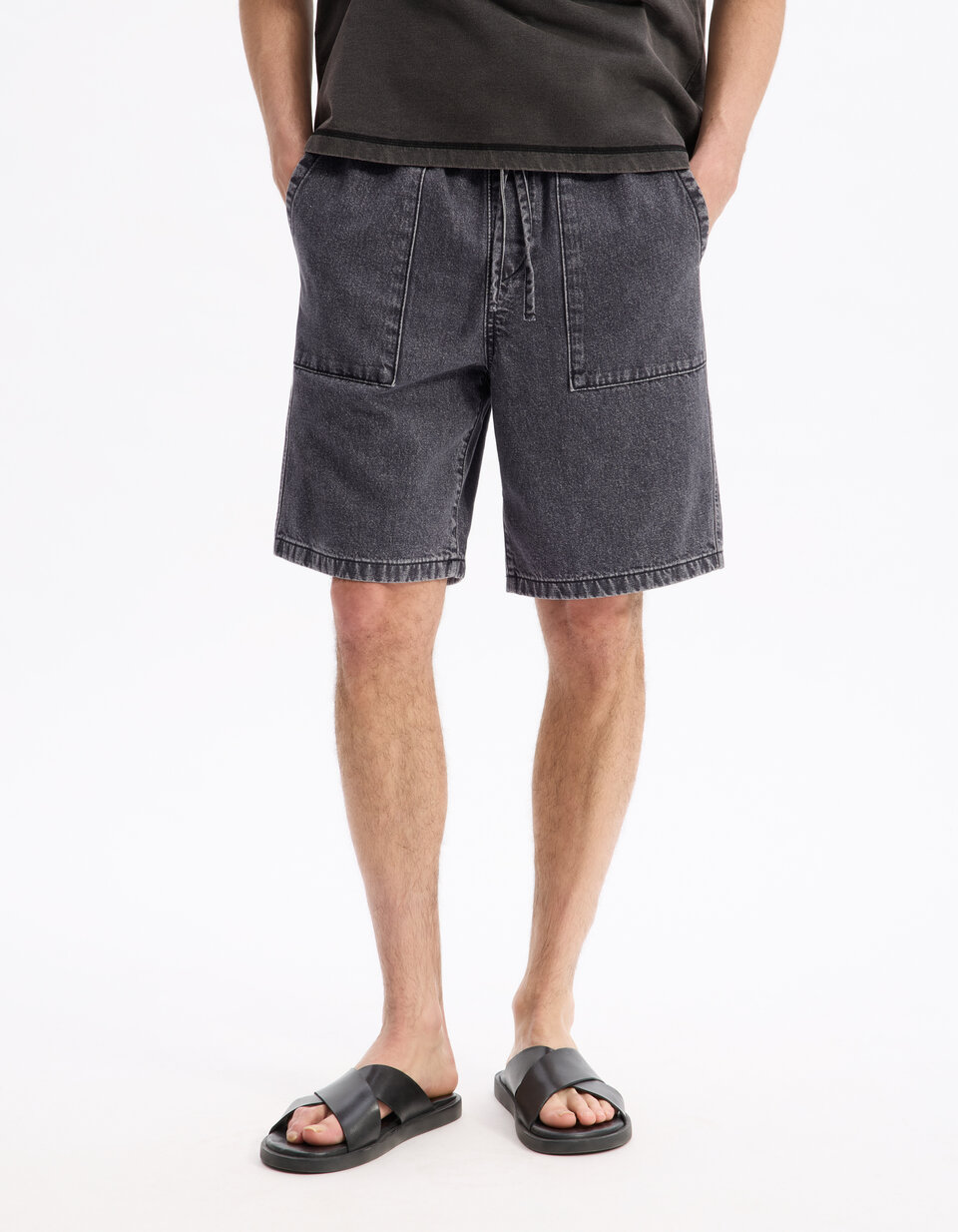 Bermuda recta en jean - negro | celio be normal