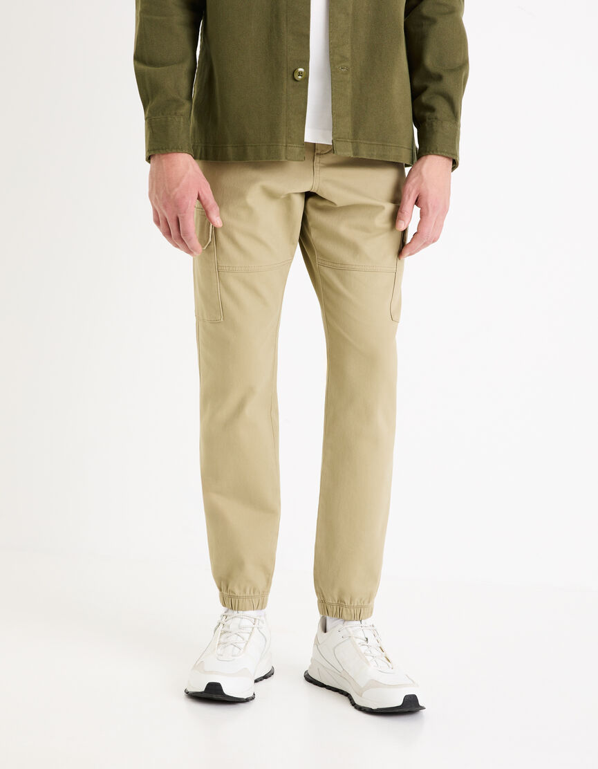Pantalón Cargo Slim De Algodón Elástico Color Caqui Celio Be Normal