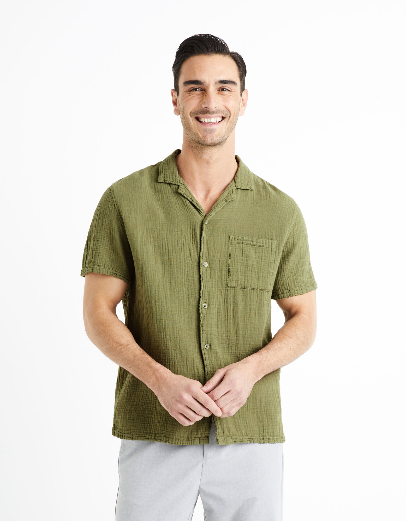 Camisa Regular 100 Algodón Caqui Celio Be Normal