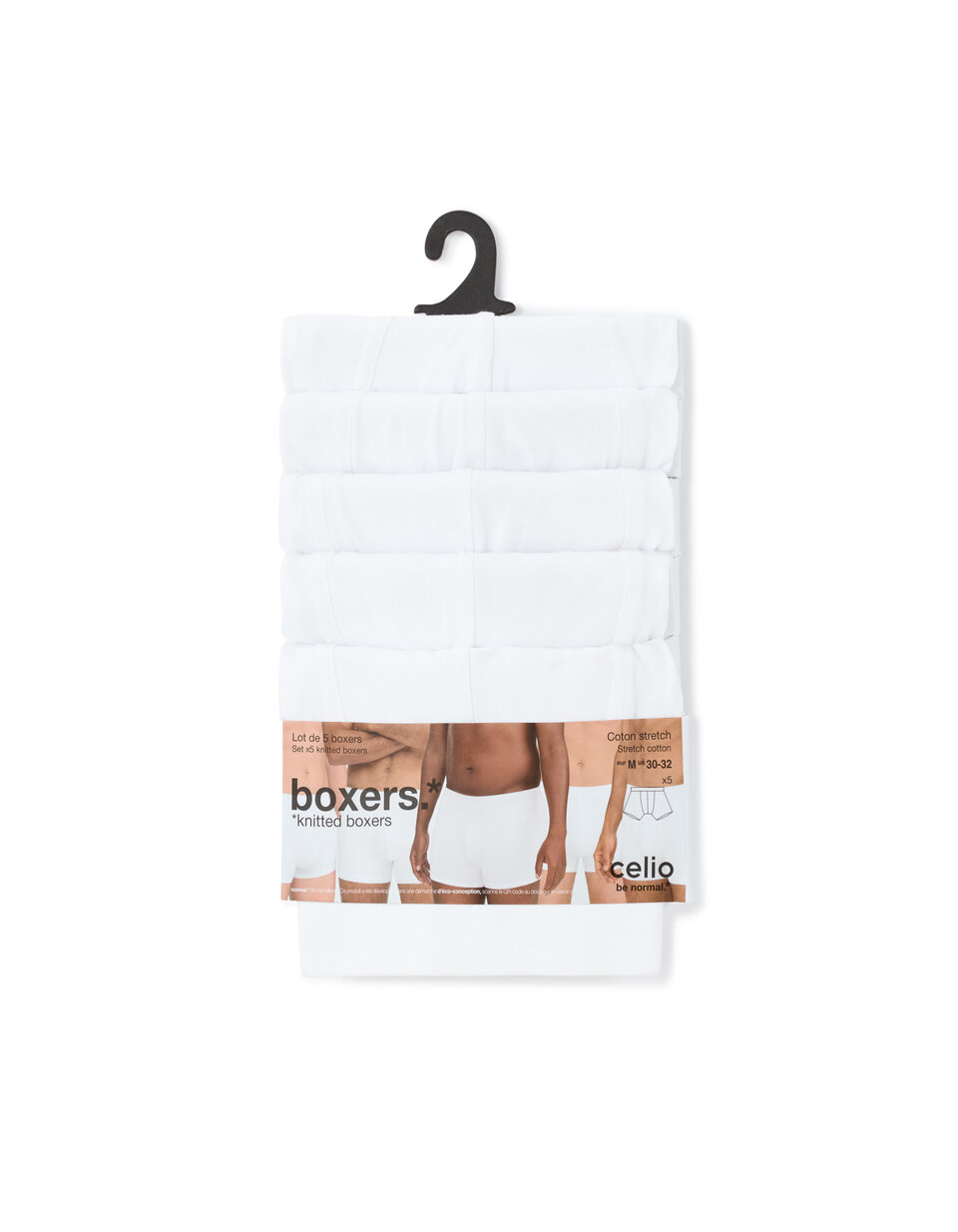 Pack de 5 bóxers lisos blancos | celio