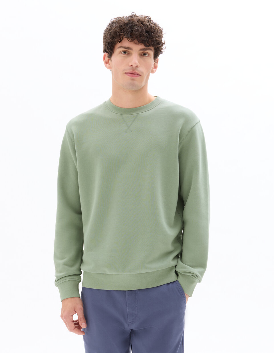 Sweat regular col rond 100% coton - bleu clair | celio be normal