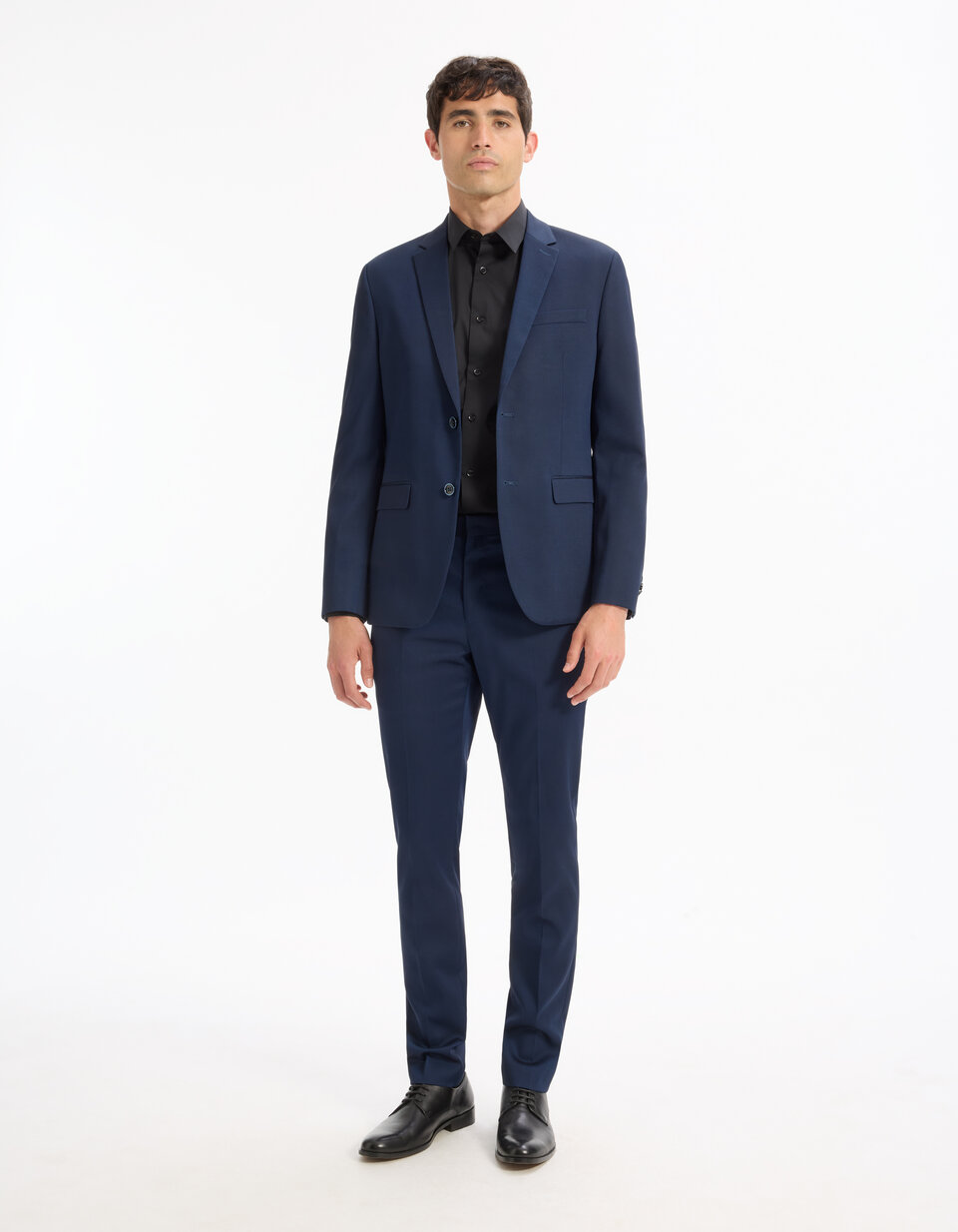 Camisa Regular Fit De Algodón Stretch Negra Celio Be Normal