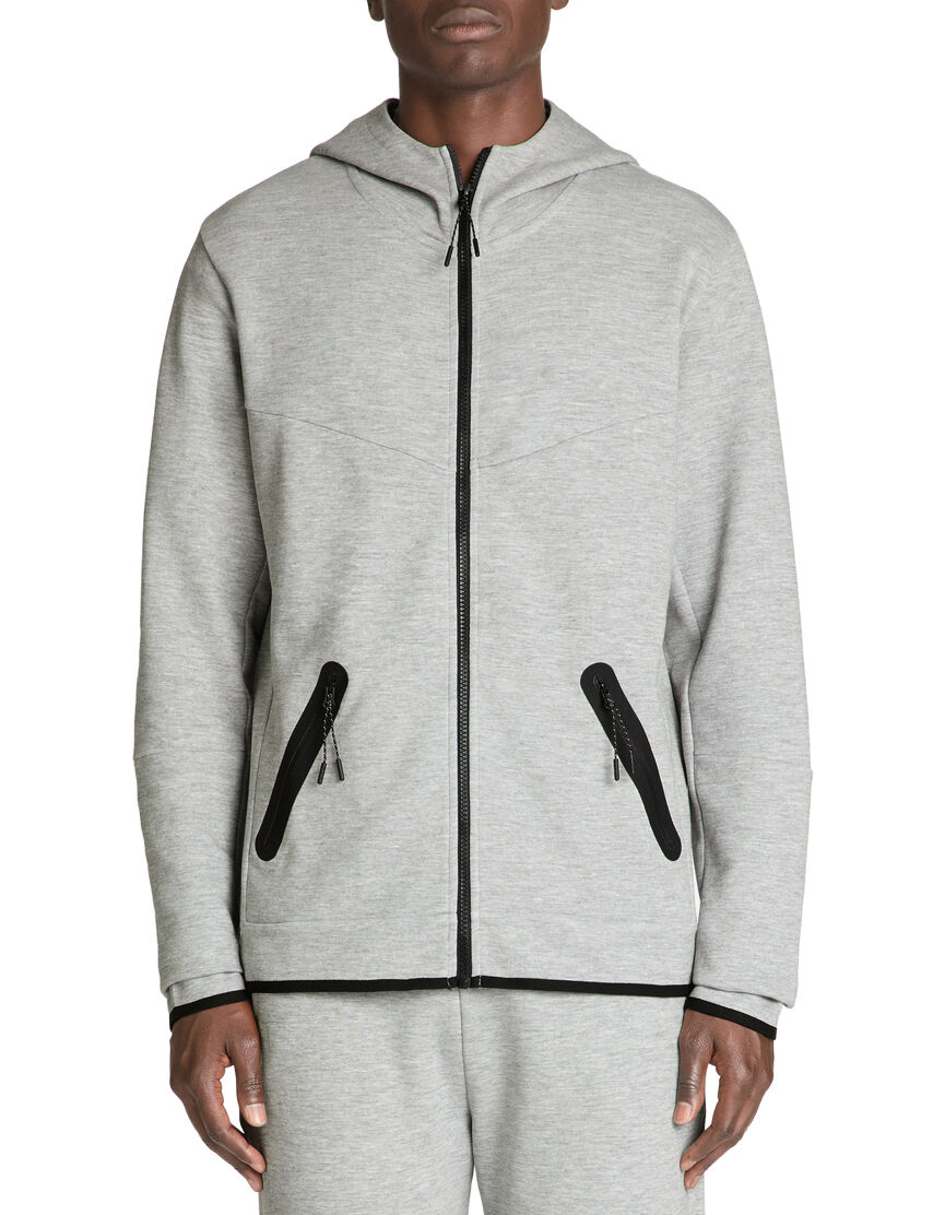 Sudadera con capucha ajustada de algod n mezclado con cremallera - gris ...