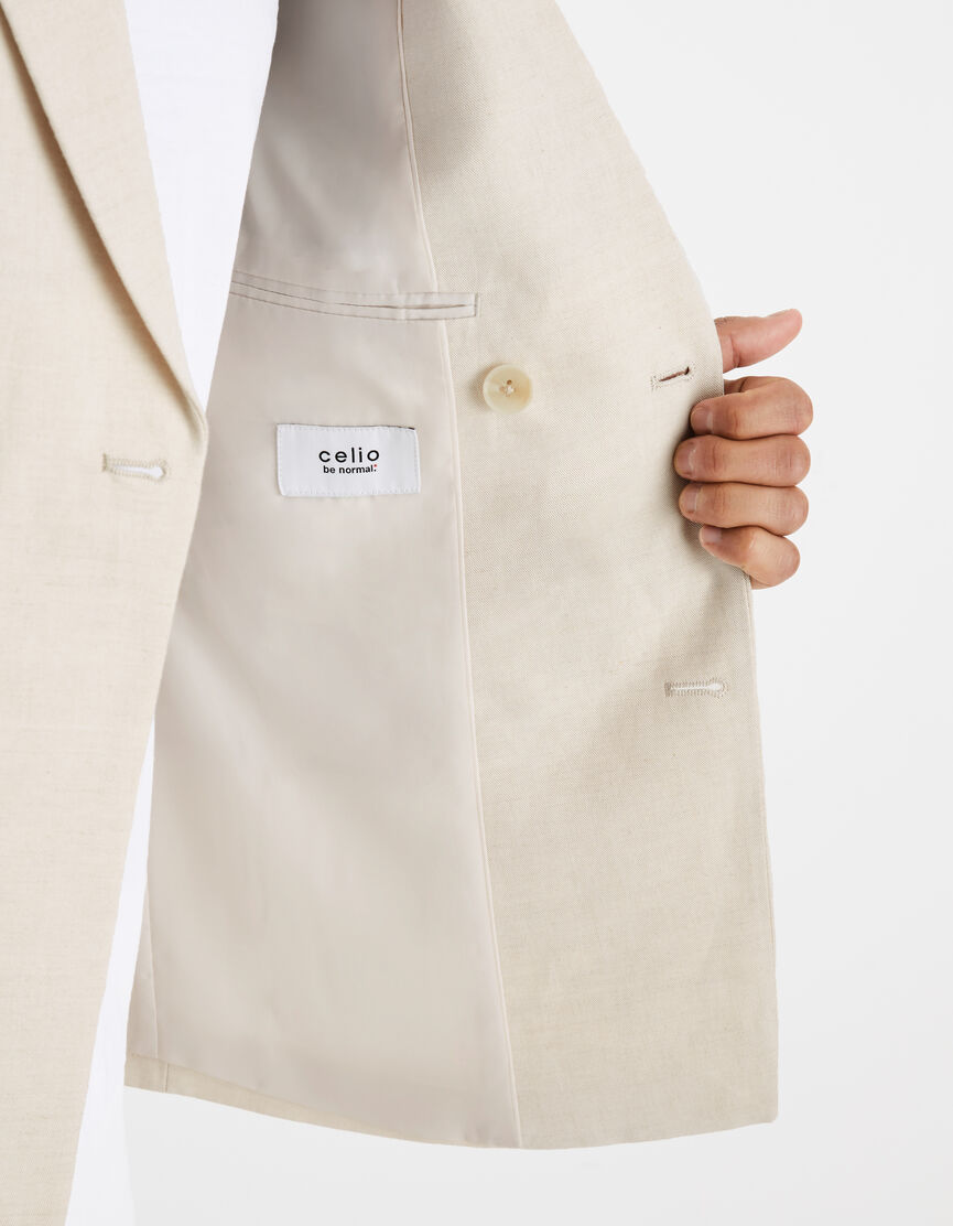Blazer slim en lin et coton - écru | celio be normal