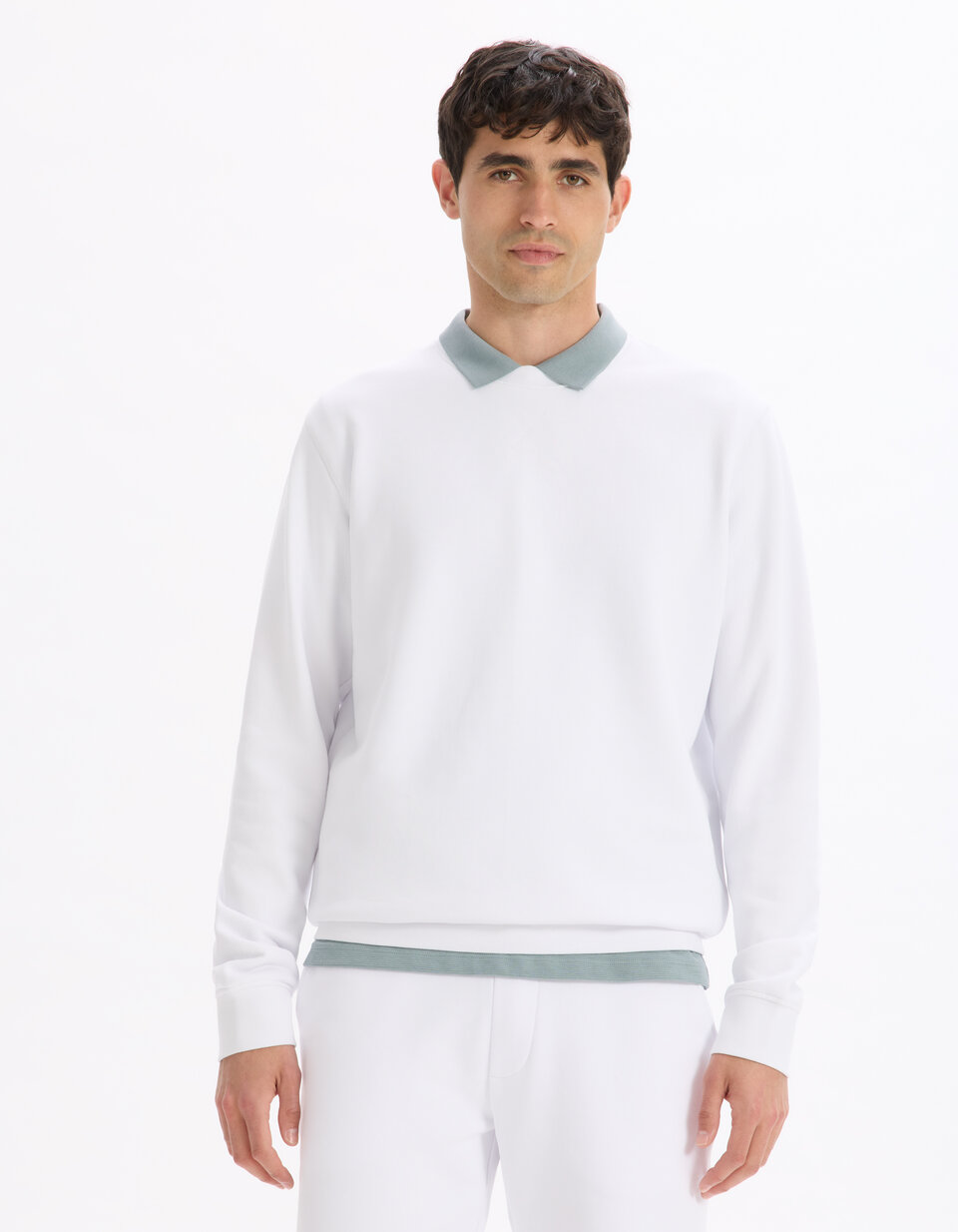 Sweat regular col rond 100% coton - blanc | celio be normal