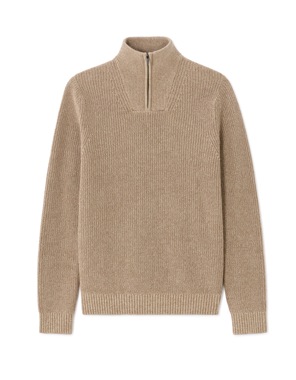 Pull col zippé regular 100% coton - beige | celio