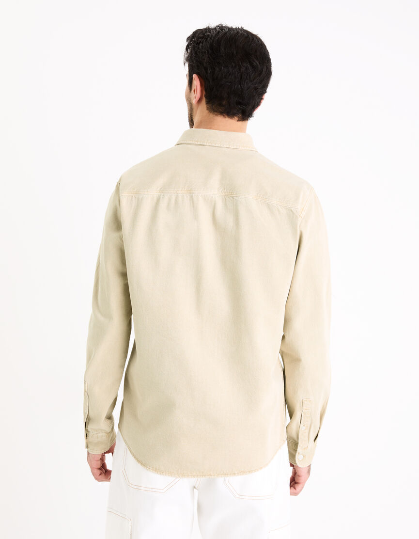 Camisa Regular De Algodón Beige Celio Be Normal