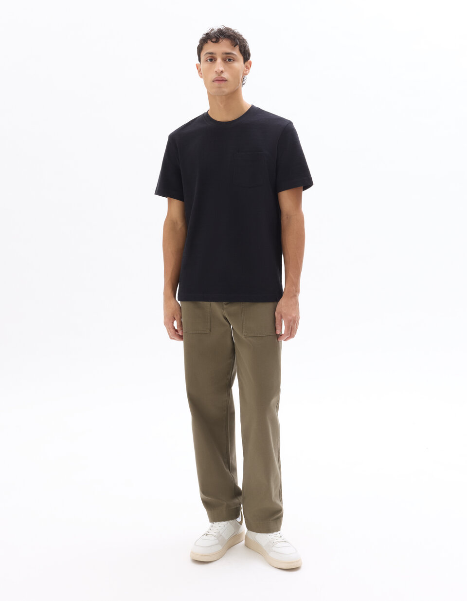 T-shirt boxy coton stretch avec poche - noir | celio be normal