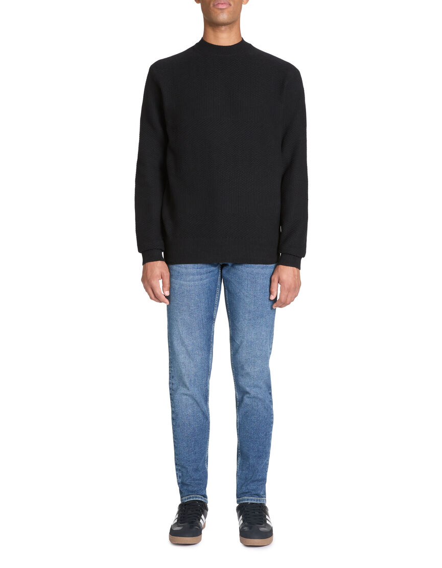 Su ter de cuello redondo en algod n mezclado - negro | celio be normal