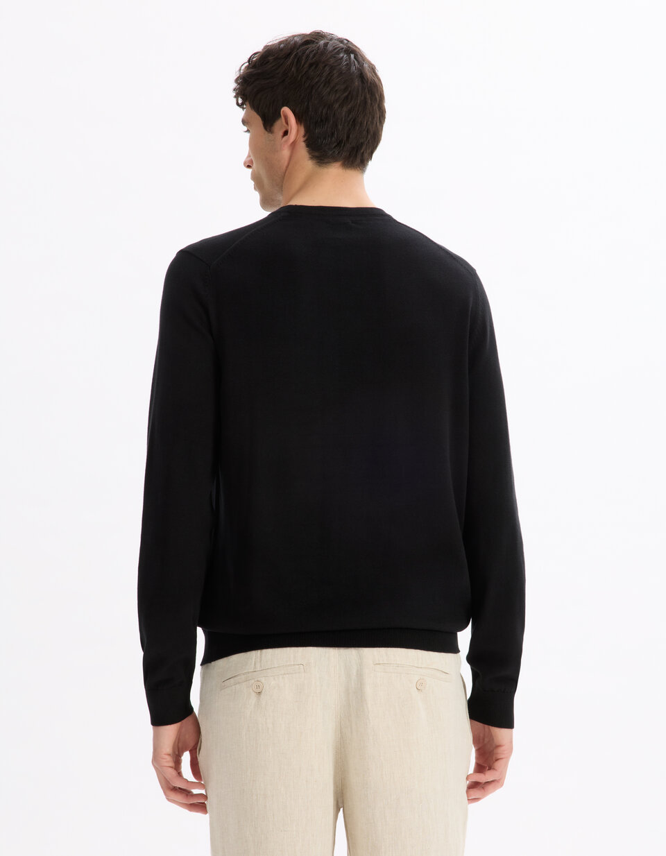 Pull col rond 100% coton - noir | celio be normal