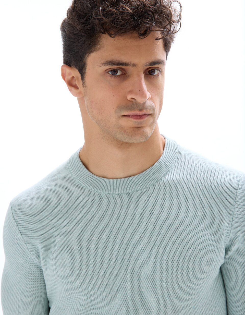 Pull col rond 100% coton - bleu vert | celio be normal